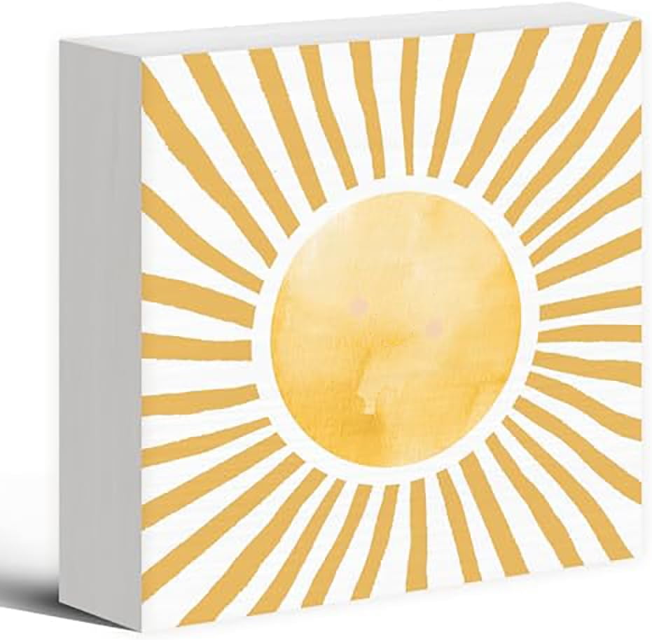 Wood Box Sign 5x5 Inch Inspirational Sun Sunshine Desk Decor Boho Sun ...