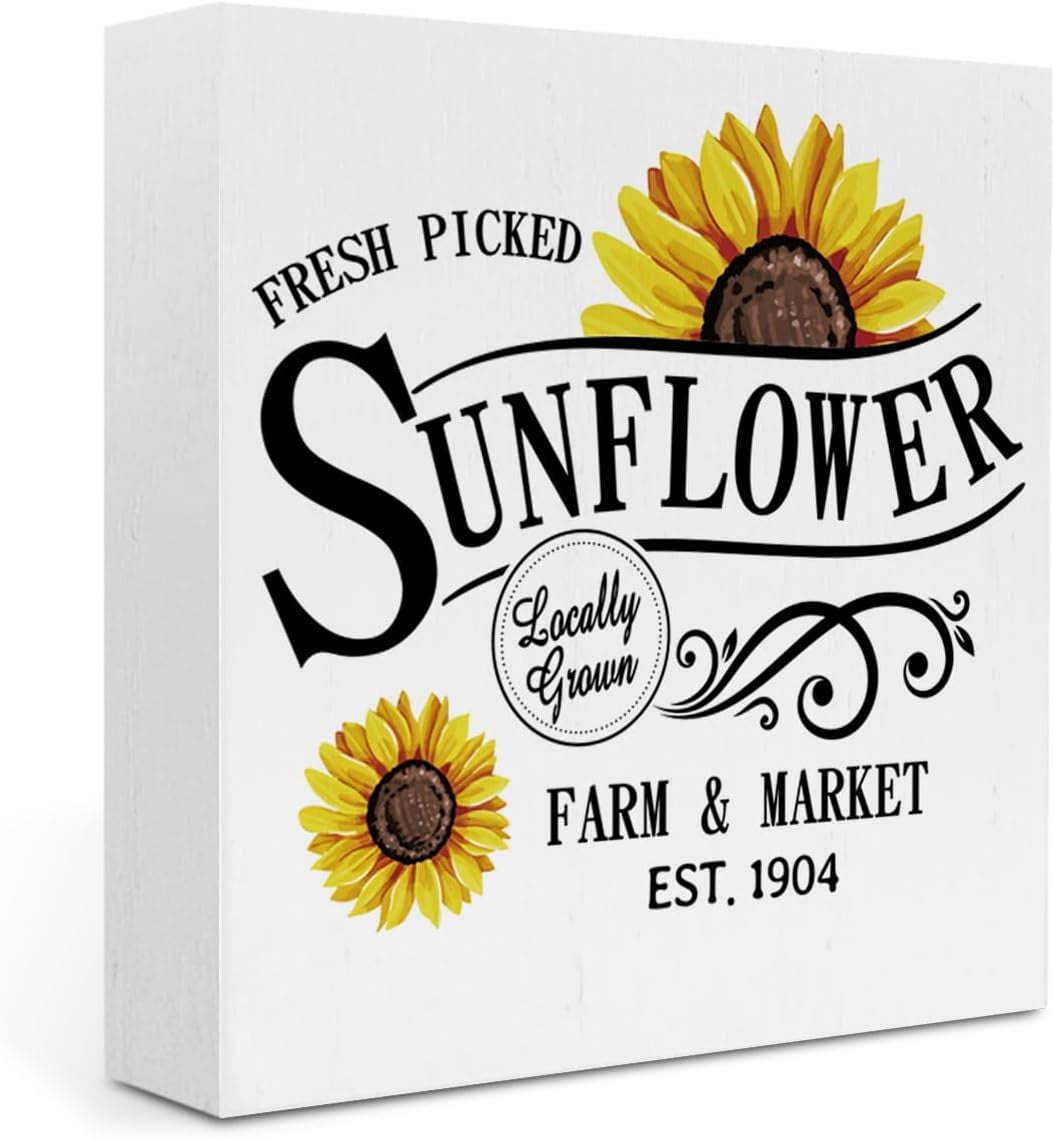 Wood Box Sign 5x5 Inch Inspirational Sunflower Decor Sunflower Gifts ...