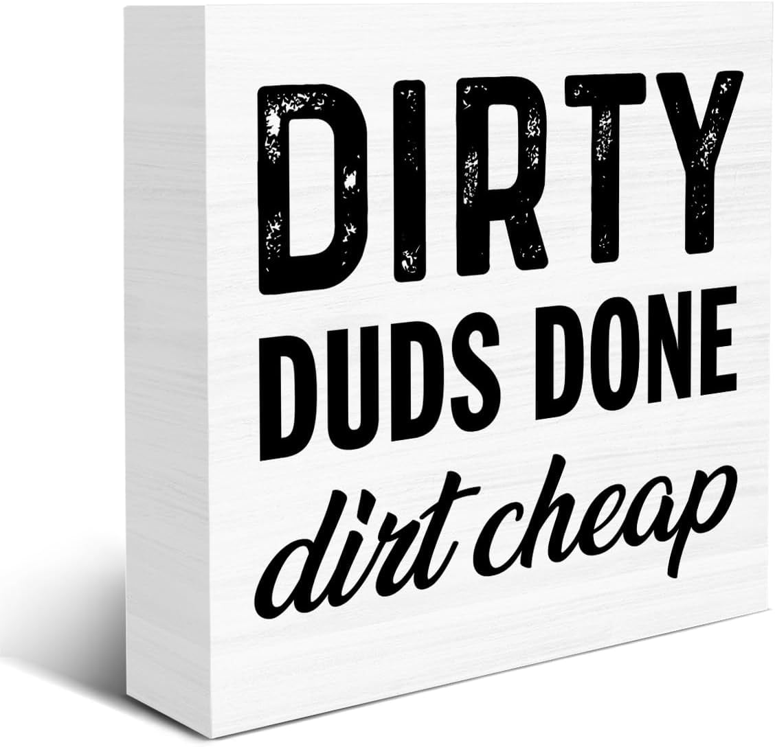 Wood Box Sign 5x5 Inch Laundry Sign Laundry Room Signs Dirty Duds Done ...