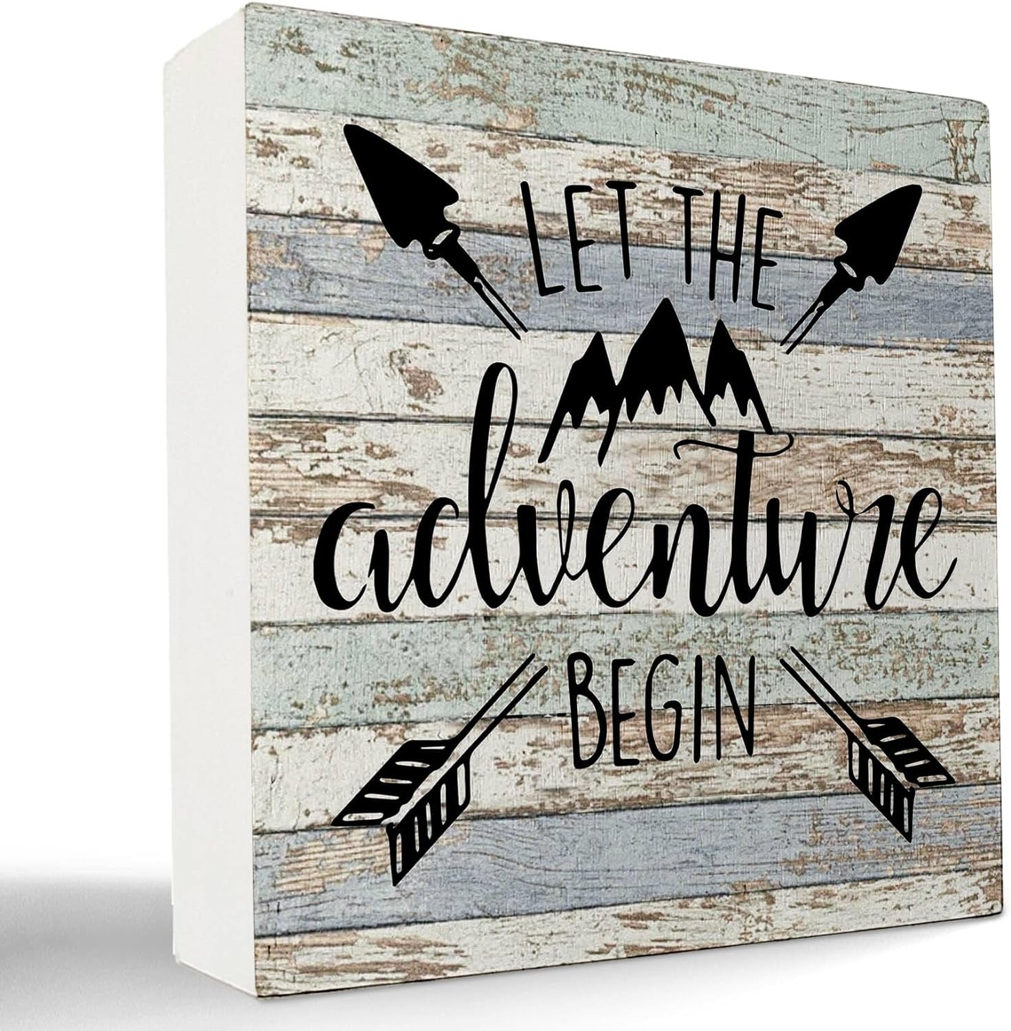 Wood Box Sign 5x5 Inch Let The Adventure Begin Camping Wooden Box Sign ...