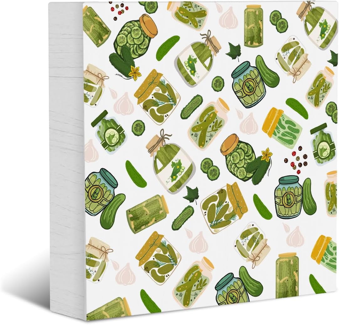 Wood Box Sign 5x5 Inch Loves Pickles Cute Home Office Farmhouse Decor ...