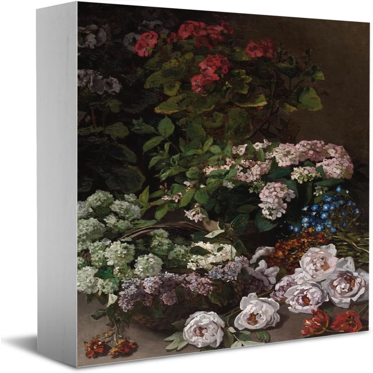 Wood Box Sign 5x5 Inch Monet Spring Flowers Spring Decor Sign Wooden ...