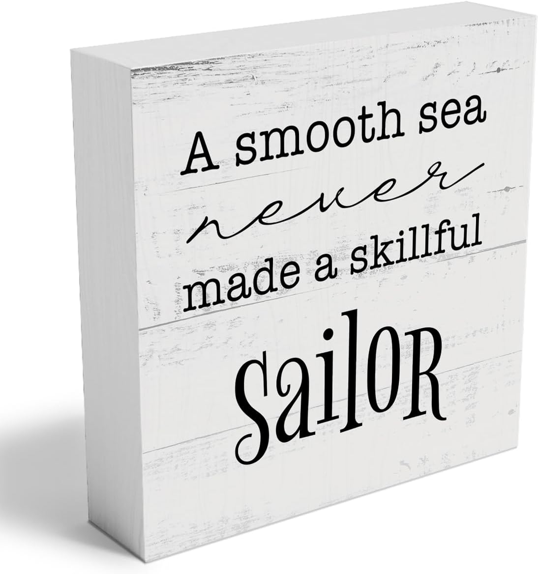 Wood Box Sign 5x5 Inch Motivational Desk Decor Farmhouse Wood Block ...