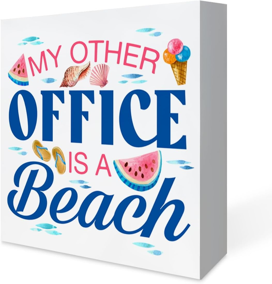 Wood Box Sign 5x5 Inch My Other Office Is A Beach Wood Box Sign Decor ...