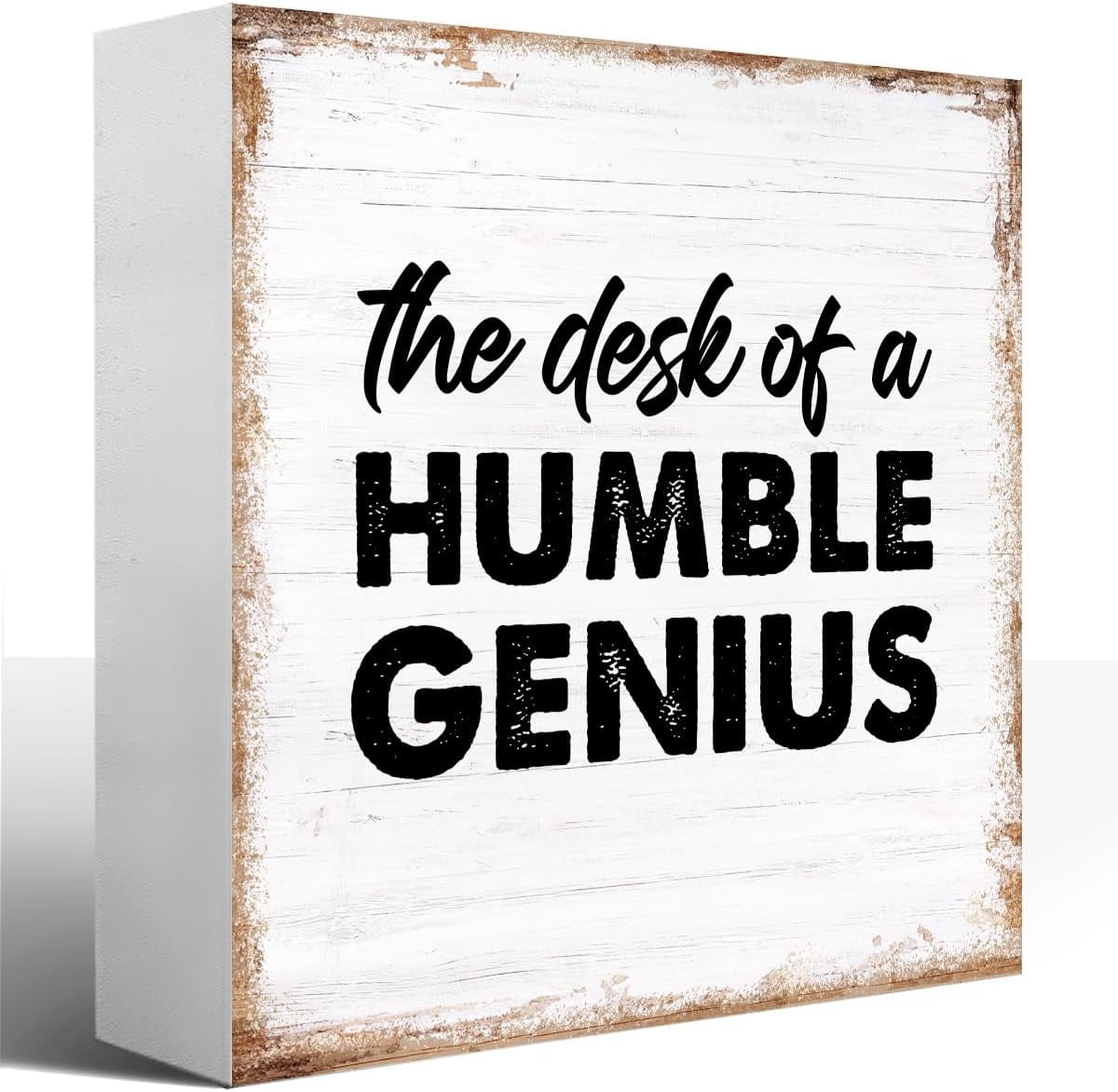 Wood Box Sign 5x5 Inch Inspirational Wood Block Signs The Desk Of A ...