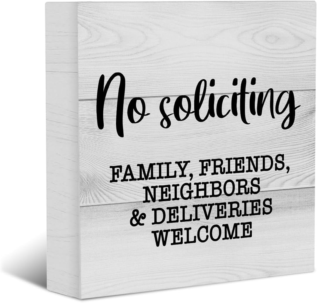 Wood Box Sign 5x5 Inch No Soliciting Sign For House Decor Signs Plaques ...
