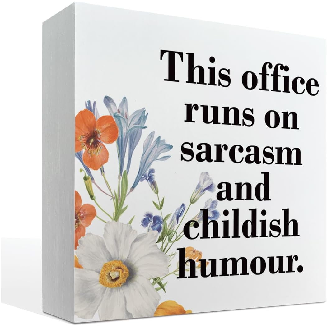 Wood Box Sign 5x5 Inch Office Decor Box Sign Tabletop Decor Funny ...