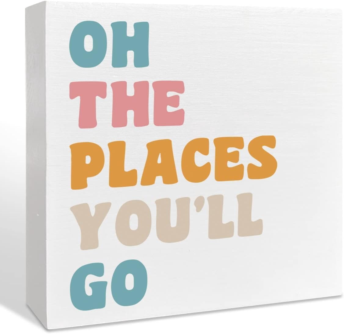 Wood Box Sign 5x5 Inch Playroom Wooden Box Sign Oh The Places You'll Go ...