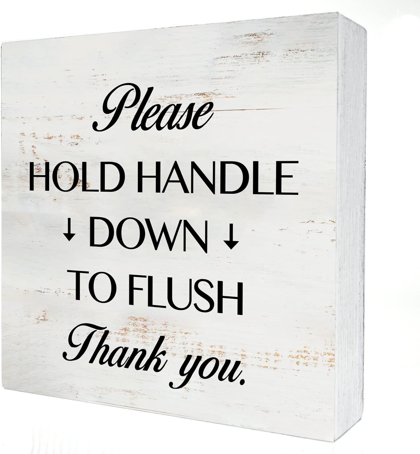 Wood Box Sign 5x5 Inch Please Hold Handle Down To Flush Wood Box Sign ...