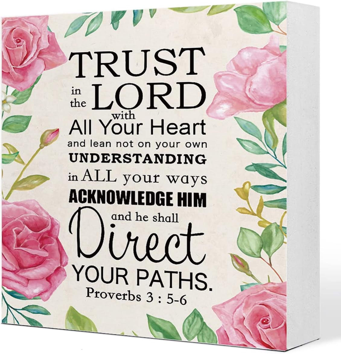 Wood Box Sign 5x5 Inch Proverbs 3:5 6 Trust In The Lord Wooden Box Sign ...
