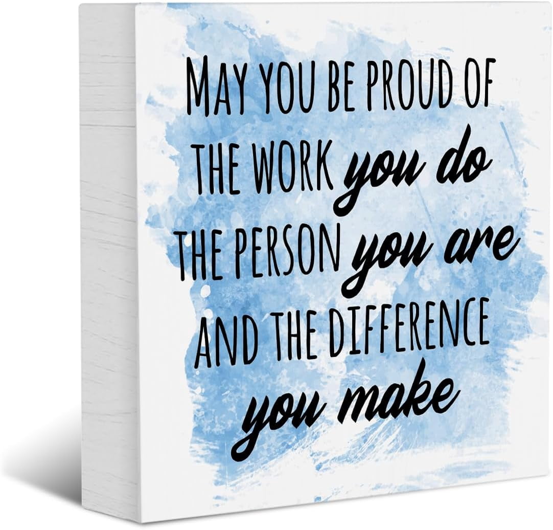 Wood Box Sign 5x5 Inch Quotes Decor Signs Plaques Wooden Box Sign Desk ...