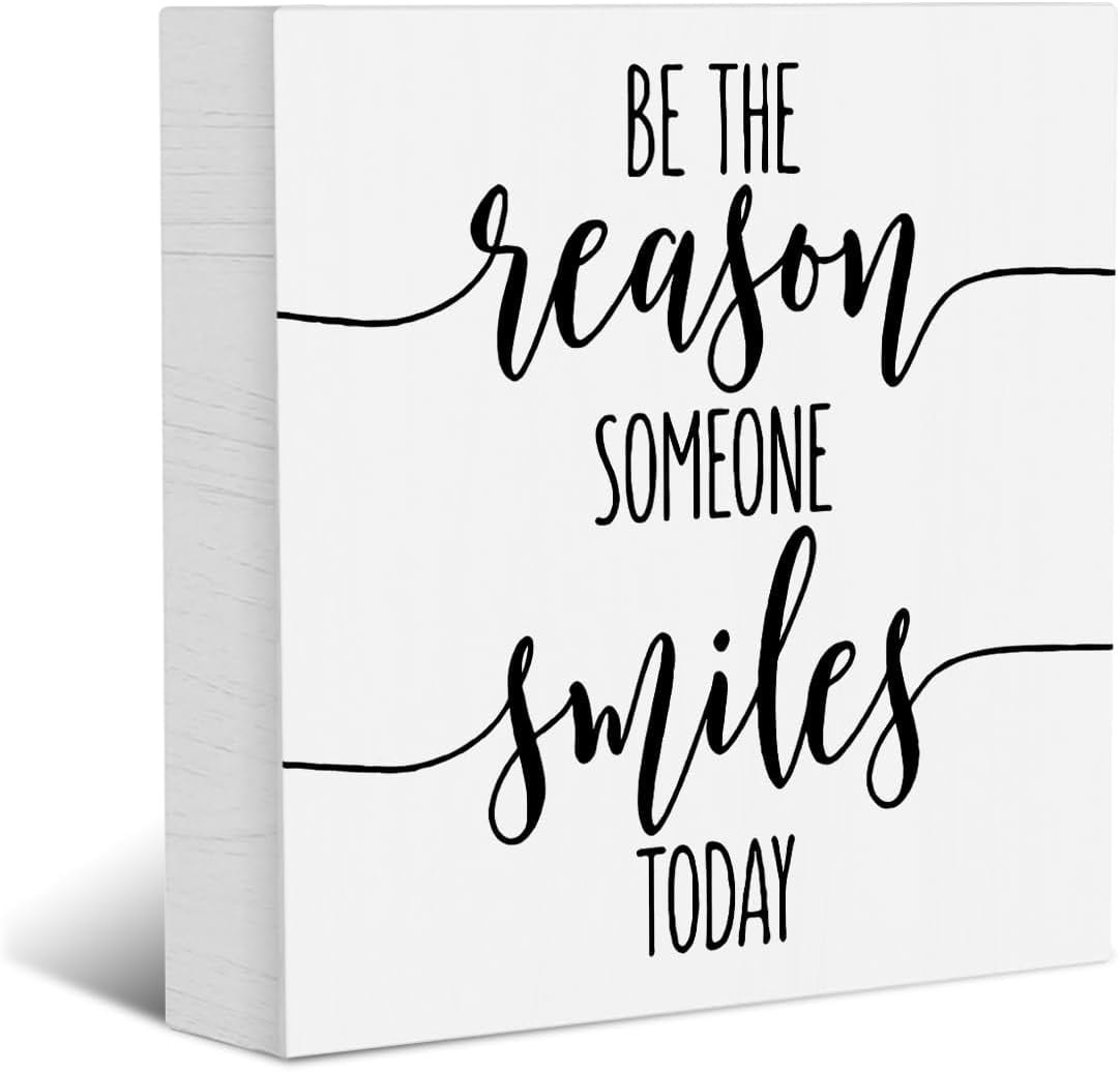 Wood Box Sign 5x5 Inch Quotes Decor Signs Plaques Wooden Box Sign Desk ...