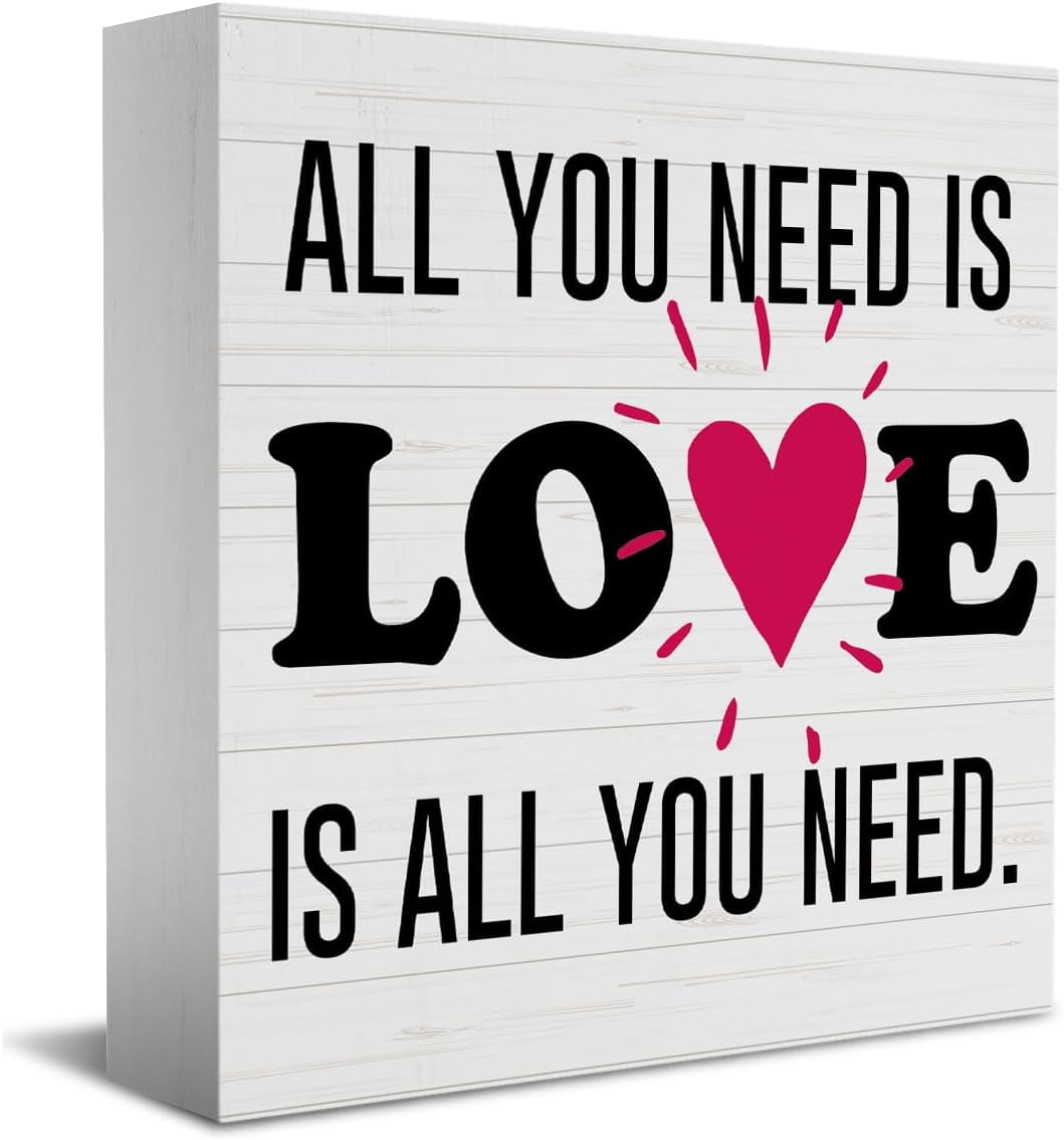 Wood Box Sign 5x5 Inch Romantic Desk Decor Wooden Box Sign I Love You ...