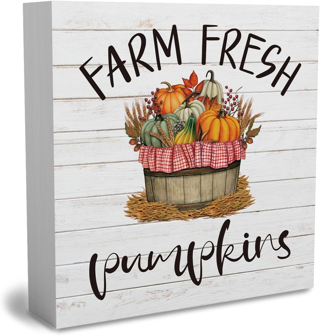 Wood Box Sign 5x5 Inch Rustic Farm Fresh Pumpkins Wood Box Sign ...