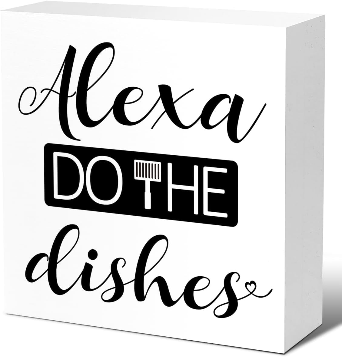 Wood Box Sign 5x5 Inch Rustic Kitchen Sign Decor Alexa Do The Dishes ...