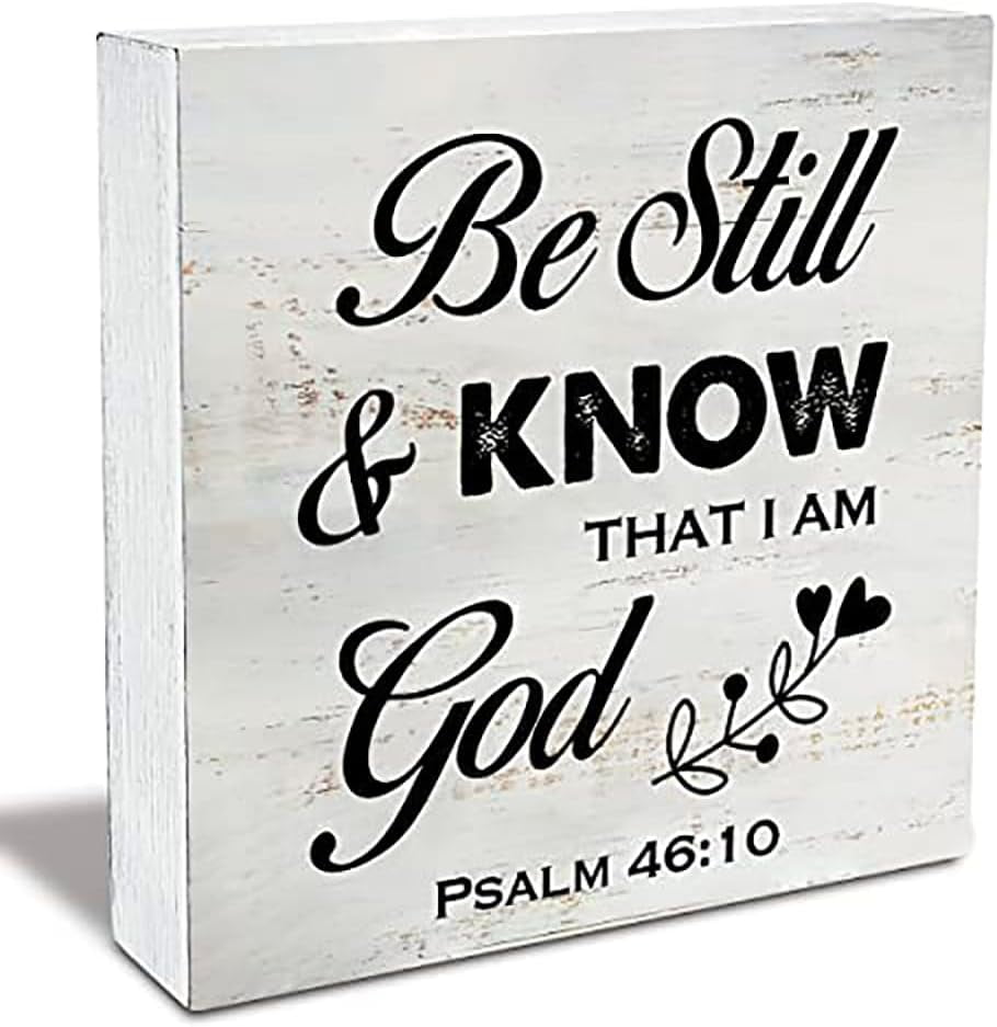 Wood Box Sign 5x5 Inch Rustic Religious Wood Box Sign Be Still And Know ...