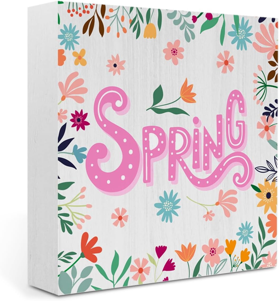 Wood Box Sign 5x5 Inch Rustic Spring Flower Farmhouse Country Home ...