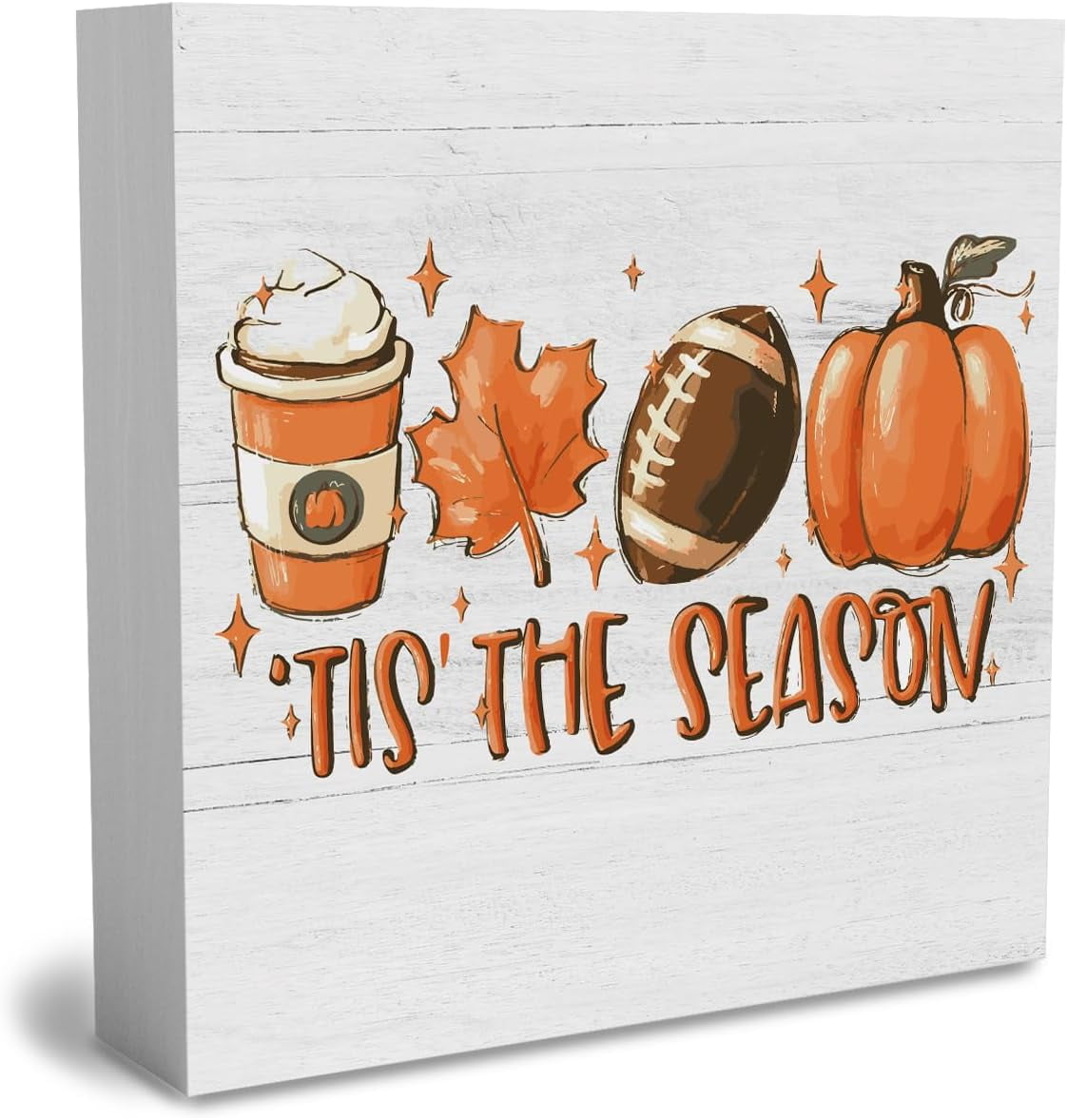 Wood Box Sign 5x5 Inch Rustic Tis' The Season Pumpkin Wood Box Sign ...