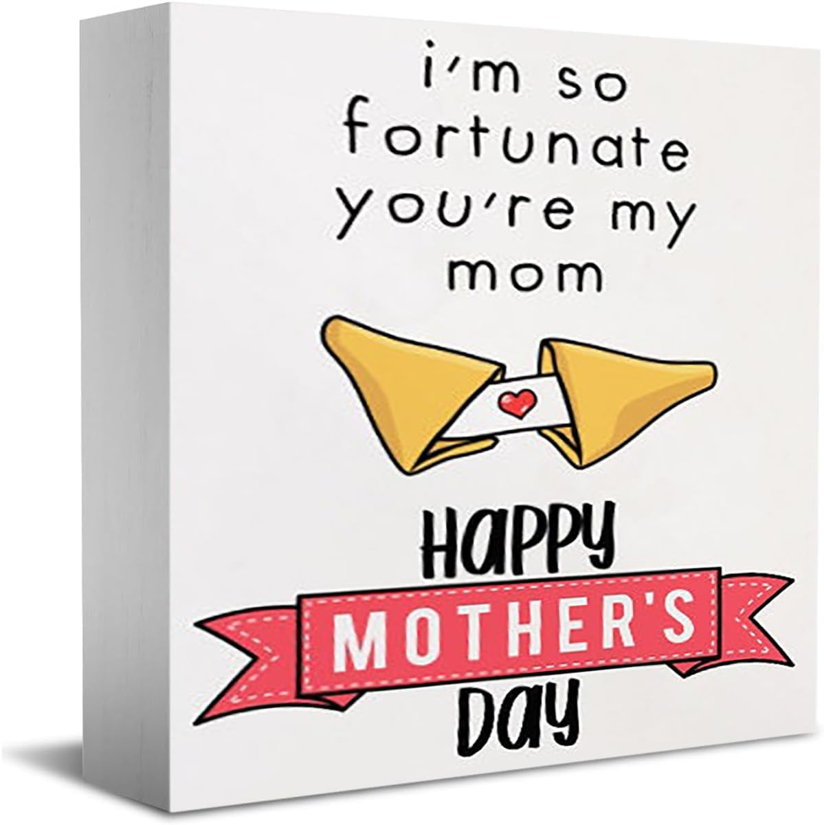 Wood Box Sign 5x5 Inch So Fortunate You're My Mom Mother's Day Rustic ...