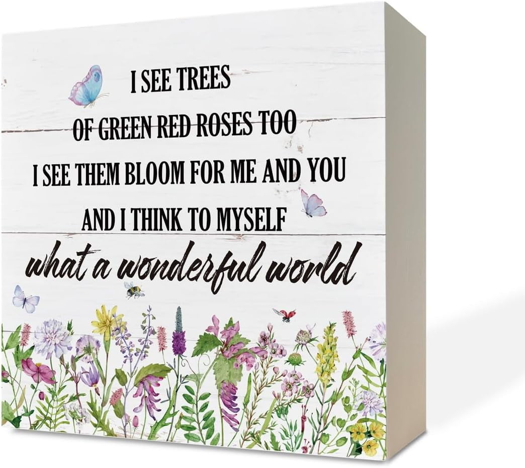 Wood Box Sign 5x5 Inch Spring Decor Sign Wooden Box Sign Desk Decor ...