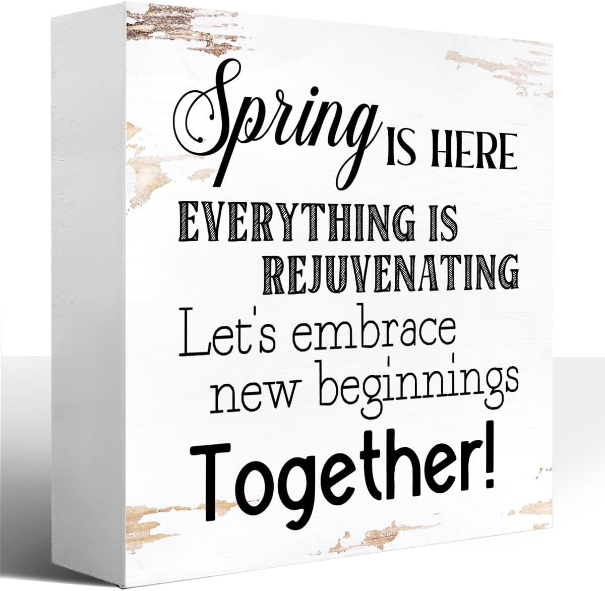 Wood Box Sign 5x5 Inch Spring Wooden Desk Sign Inspirational Spring ...