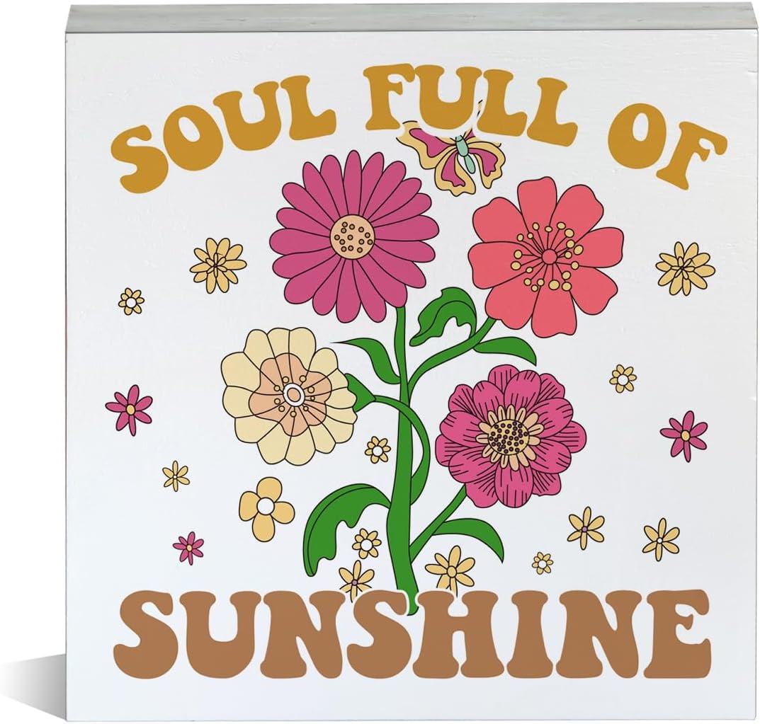 Wood Box Sign 5x5 Inch Spring Wooden Sign Farmhouse Style Soul Full Of ...