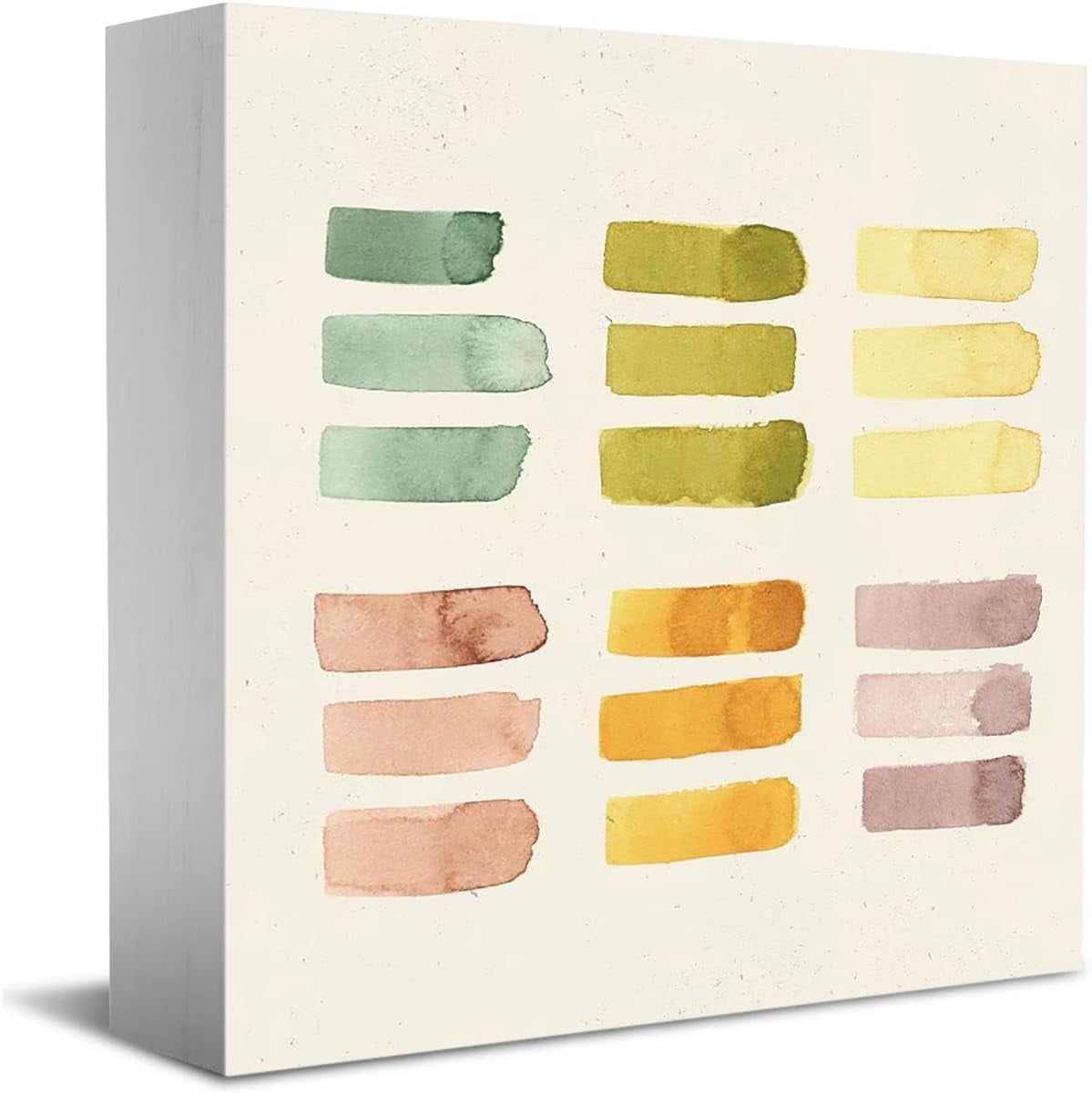 Wood Box Sign 5x5 Inch Summer Watercolor Happy Spring Wood Block Plaque ...