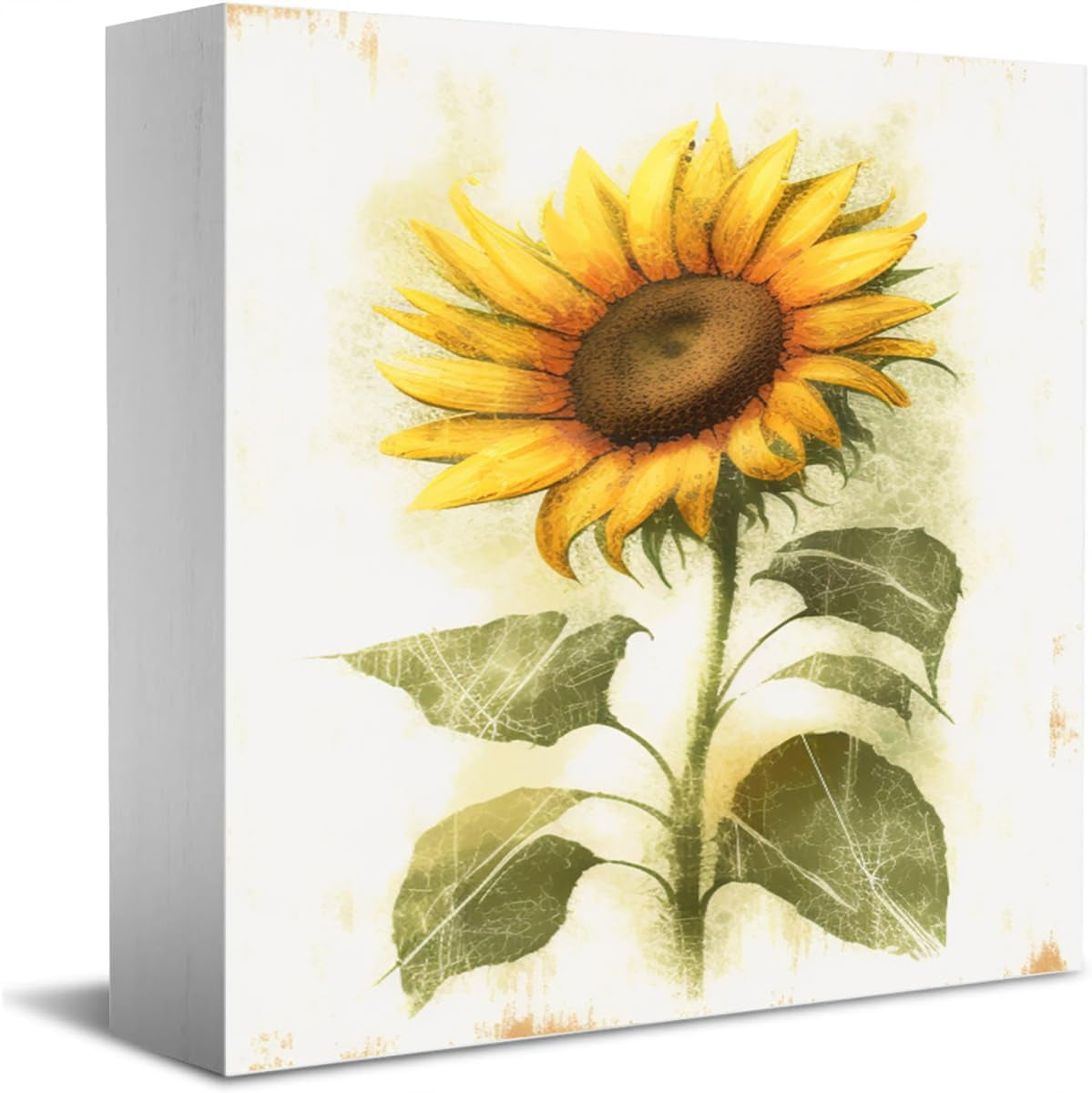 Wood Box Sign 5x5 Inch Sunflower Decorative Signs Plaques Wooden Box ...