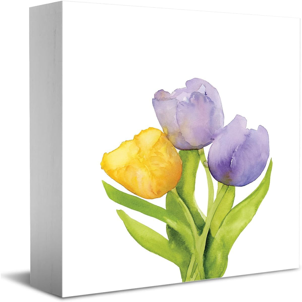 Wood Box Sign 5x5 Inch Tulip Spring Floral Rustic Spring Decorations ...