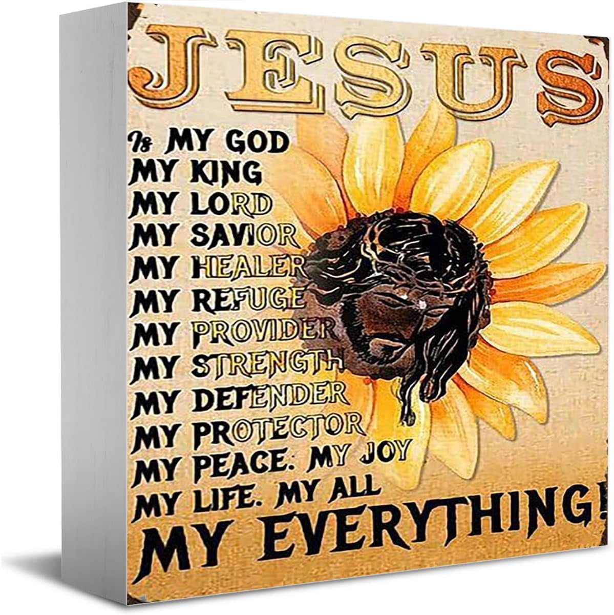 Wood Box Sign 5x5 Inch Vintage Jesus Is My God My King My Lord My ...