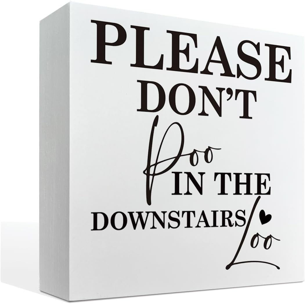 Wood Box Sign 5x5Inch Bathroom Decor Sign Please Don'T Poo In The ...