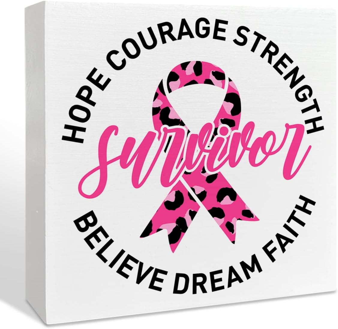 Wood Box Sign 5x5Inch Breast Cancer Awareness Breast Cancer Warrior ...