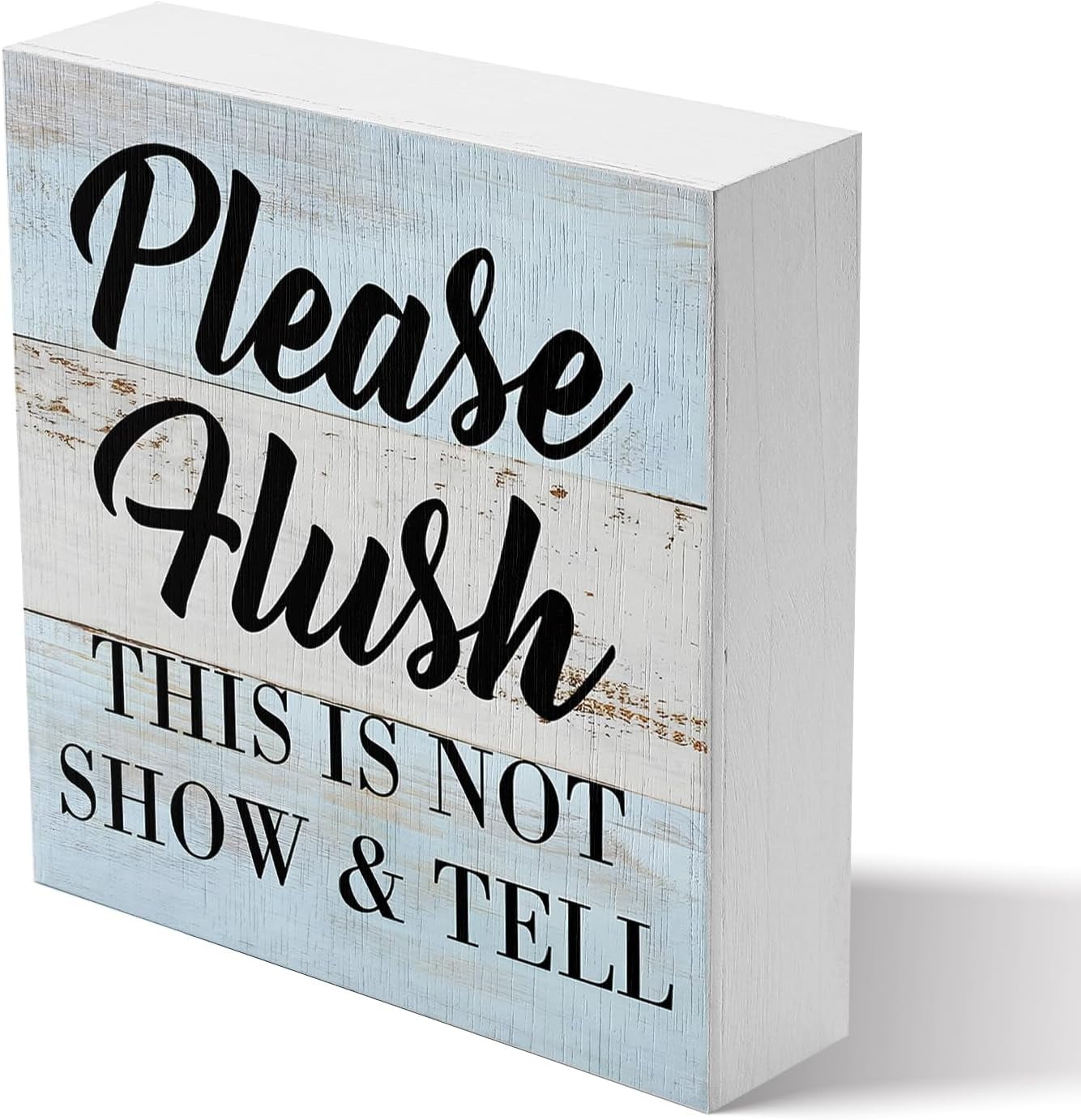 Wood Box Sign 5x5Inch Funny Bathroom Sign Wooden Box Signs Rustic Home ...