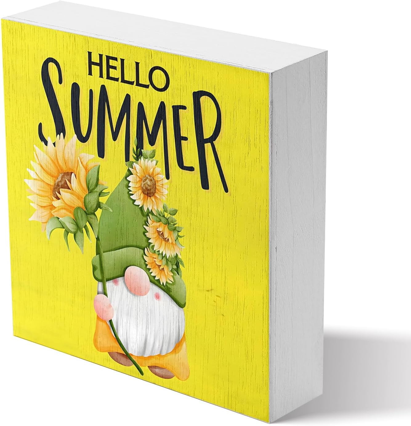Wood Box Sign 5x5Inch Hello Summer Peaches Gnome Wooden Box Signs ...