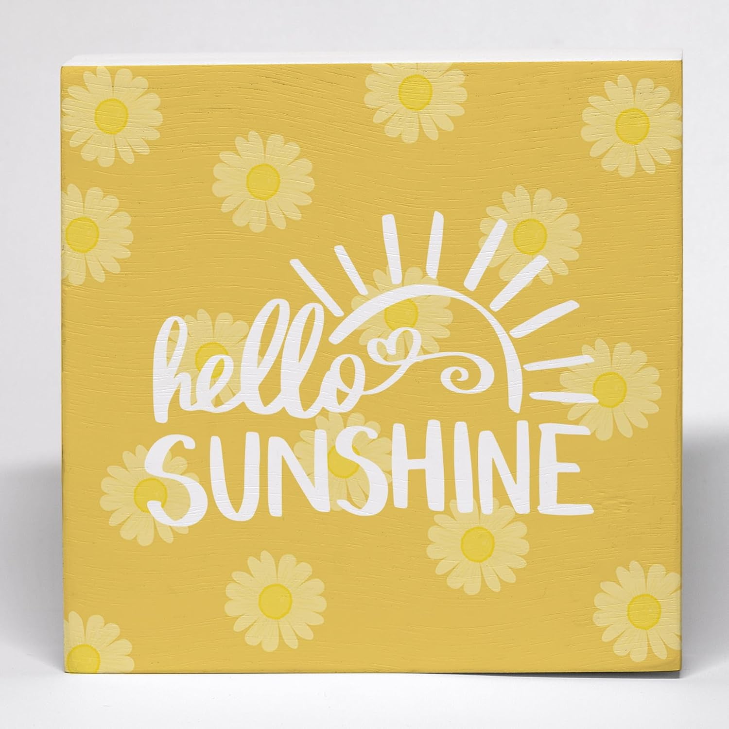 Wood Box Sign 5x5Inch Hello Sunshine Wood Box Sign Summer Table Desk ...