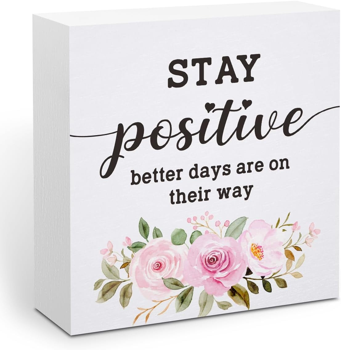Wood Box Sign 5x5Inch Home Office Decor Wooden Box Sign Motivational ...