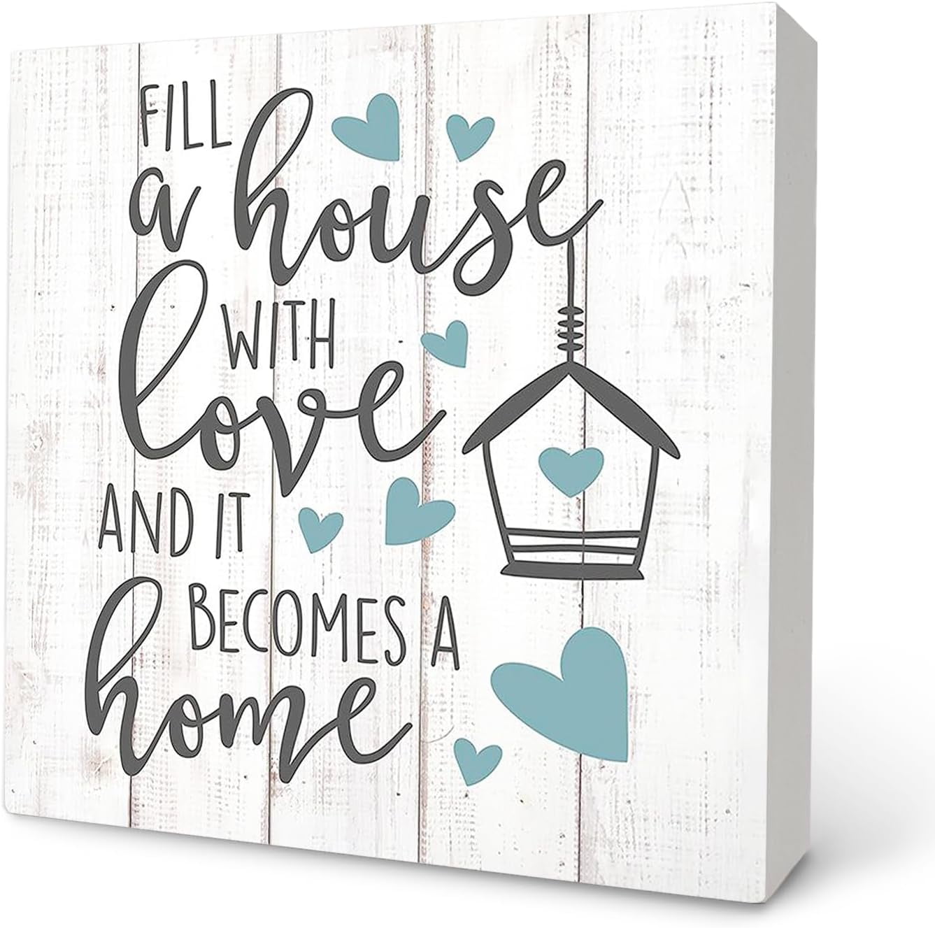 Wood Box Sign 5x5Inch Home Signs For Home Decor Fill A House With Love ...