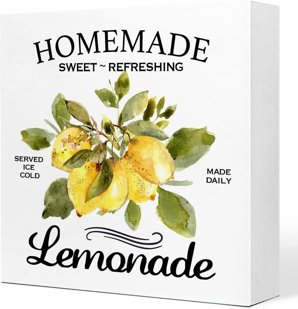 Wood Box Sign 5x5Inch Homemade Lemonade Wooden Plaque Sign Desk Decor ...