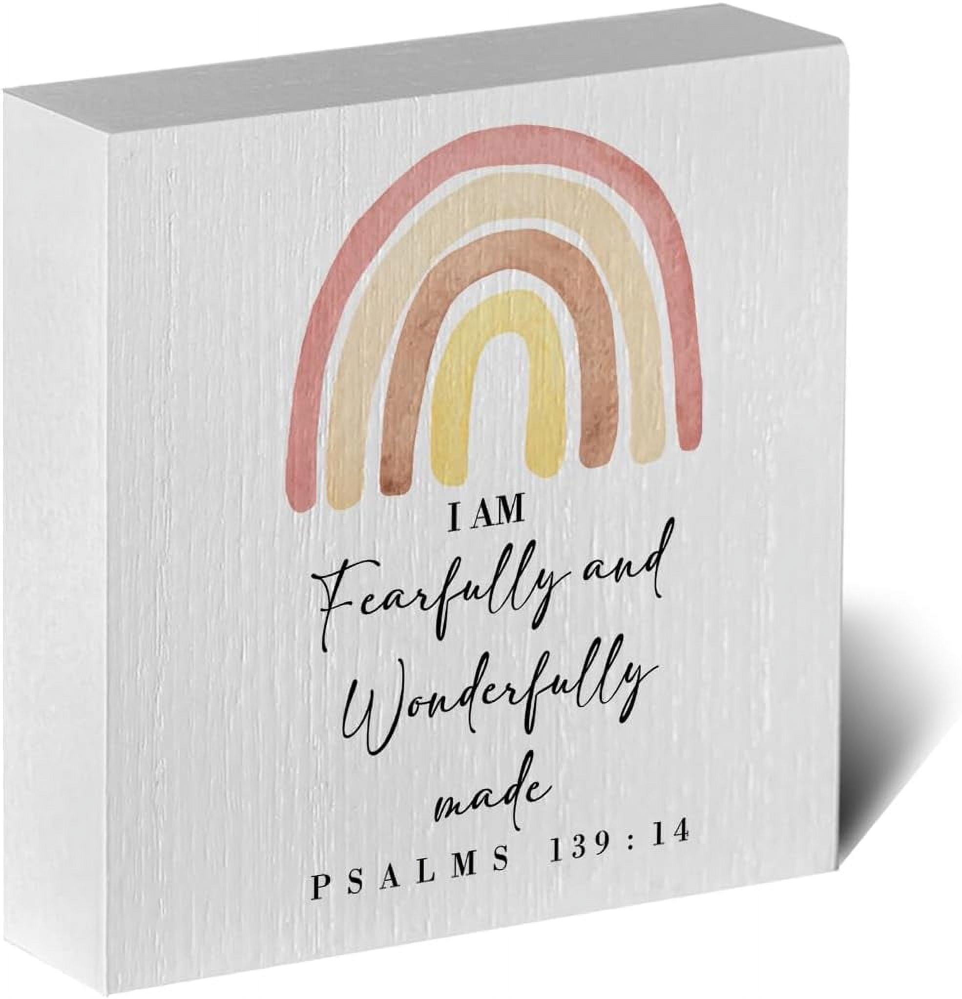 Wood Box Sign 5x5Inch I Am Fearfully Bible Verse Artwork Wood Box Sign ...