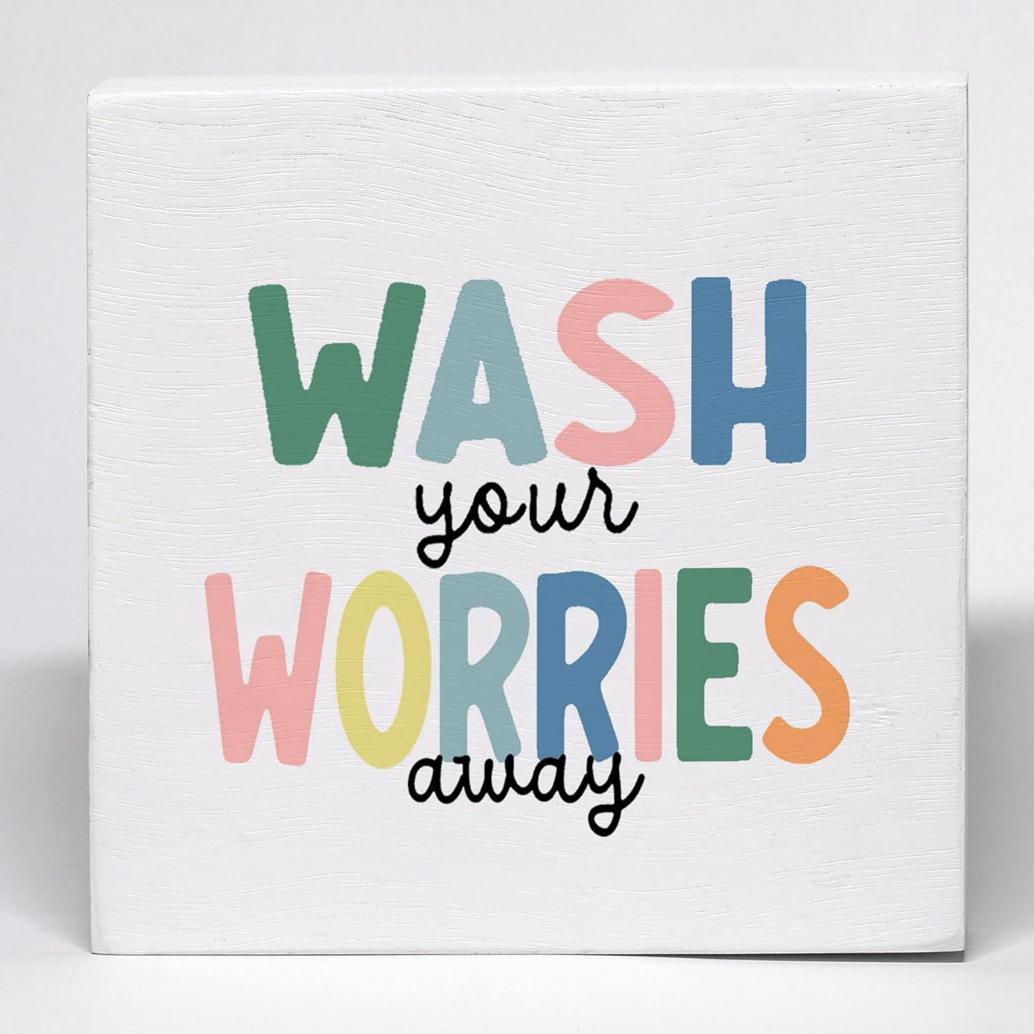 Wood Box Sign 5x5Inch Kids Bathroom Wood Box Sign Wash Your Worries ...