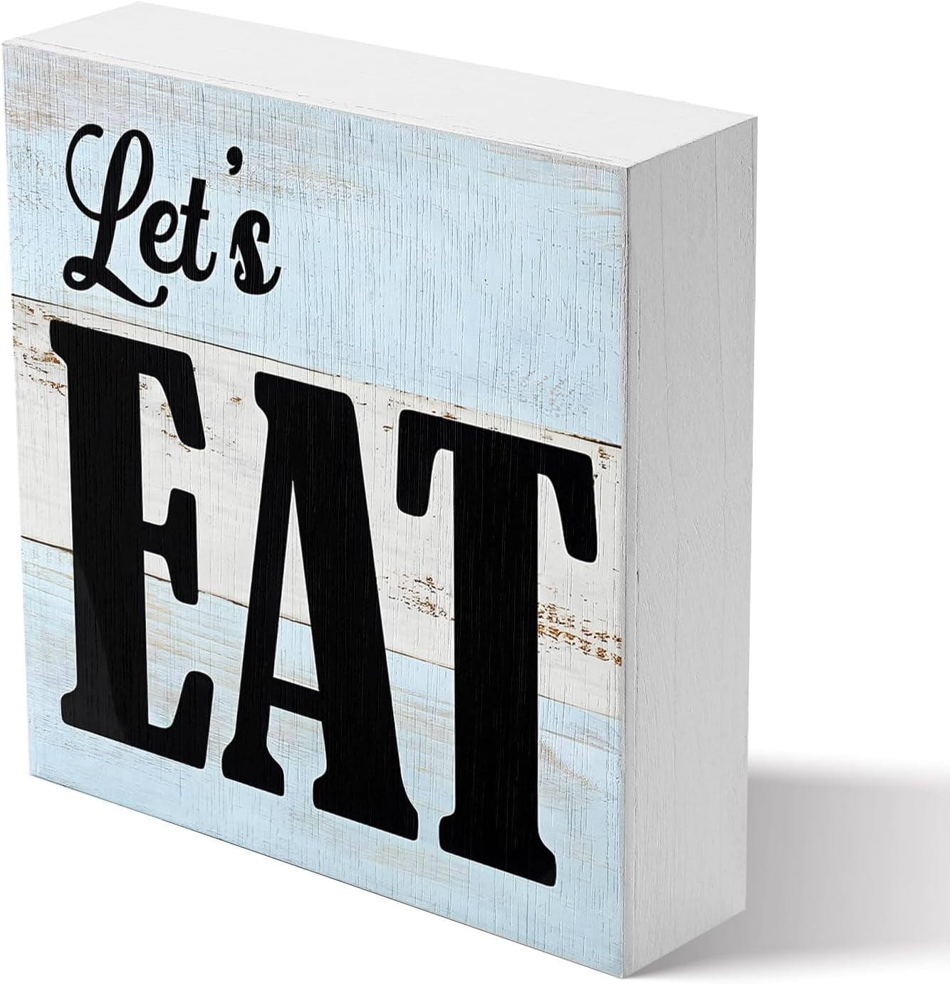 Wood Box Sign 5x5Inch Kitchen Decor Let'S Eat Sign Wooden Box Signs ...