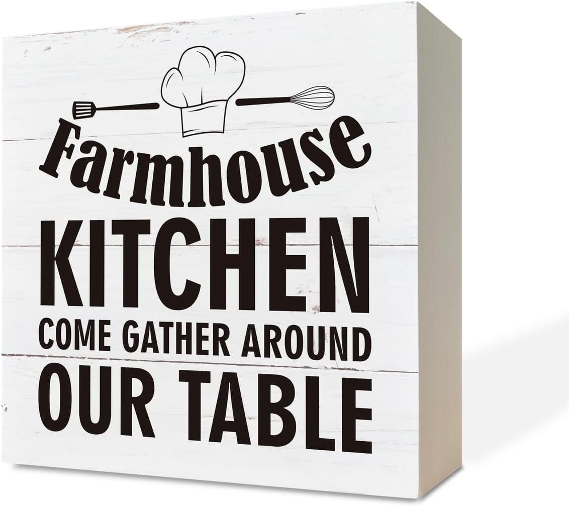 Wood Box Sign 5x5Inch Kitchen Wood Signs Come Gather Around Our Table ...