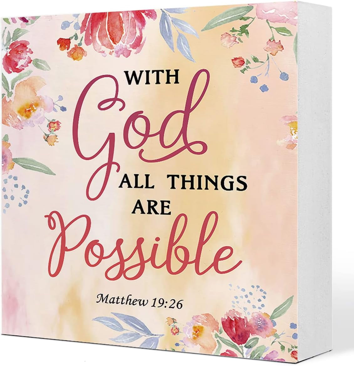 Wood Box Sign 5x5Inch Matthew 1926 With God All Things Are Possible ...