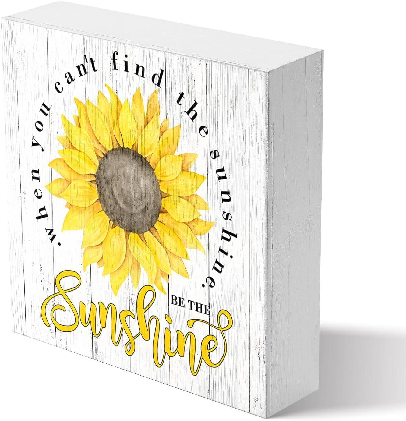 Wood Box Sign 5x5Inch Rustic Be The Sunshine Sunflower Wooden Box Signs ...