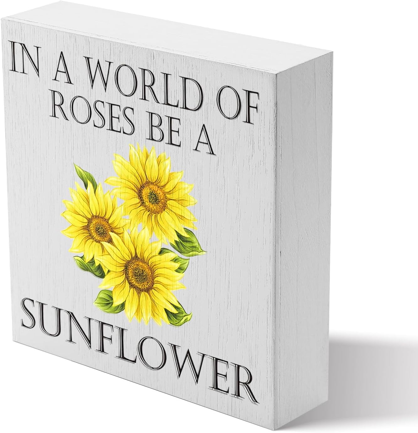 Wood Box Sign 5x5Inch Sunflower Summer Wooden Box Signs Rustic Country ...