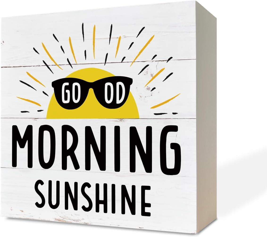 Wood Box Sign 5x5Inch Sunshine Decor Wooden Box Sign Desk Decor Table ...