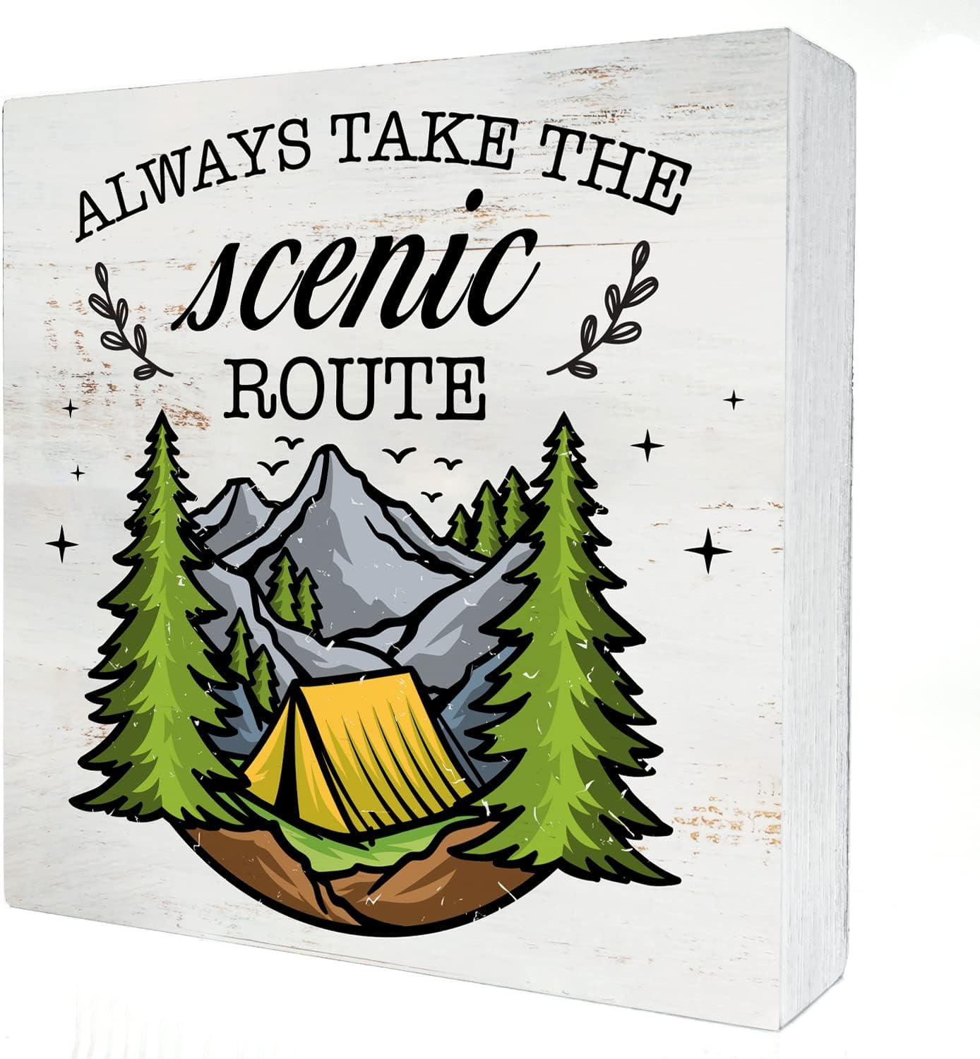 Wood Box Sign 7x7 Inch Always Take The Scenic Route Wood Box Sign Decor ...