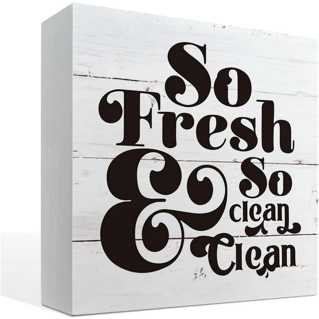 Wood Box Sign 7x7 Inch Bathroom Decor Sign So Fresh And So Clean Clean ...