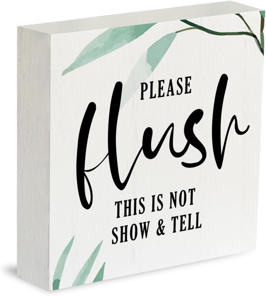 Wood Box Sign 7x7 Inch Bathroom Signage Wooden Box Sign Rustic Restroom ...