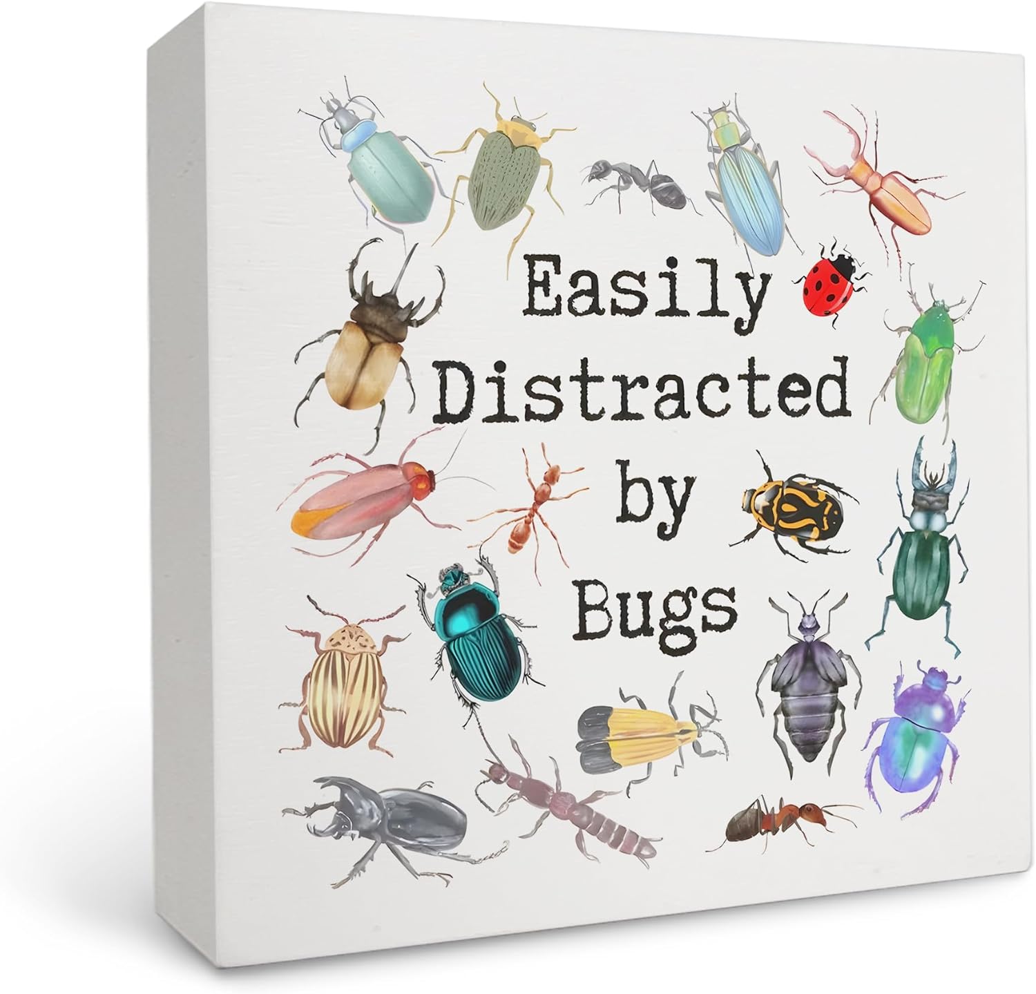 Wood Box Sign 7x7 Inch Bug Insect Decor Easily Distracted By Bugs Wood ...